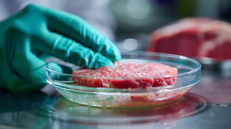 Artificial Lab Grown Meat in Petri Dish Biotechnology Stock Photo ...