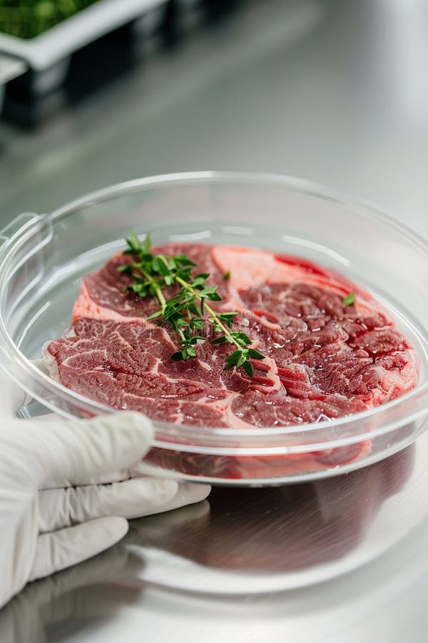 Artificial Lab Grown Meat in Petri Dish Biotechnology Stock Image ...