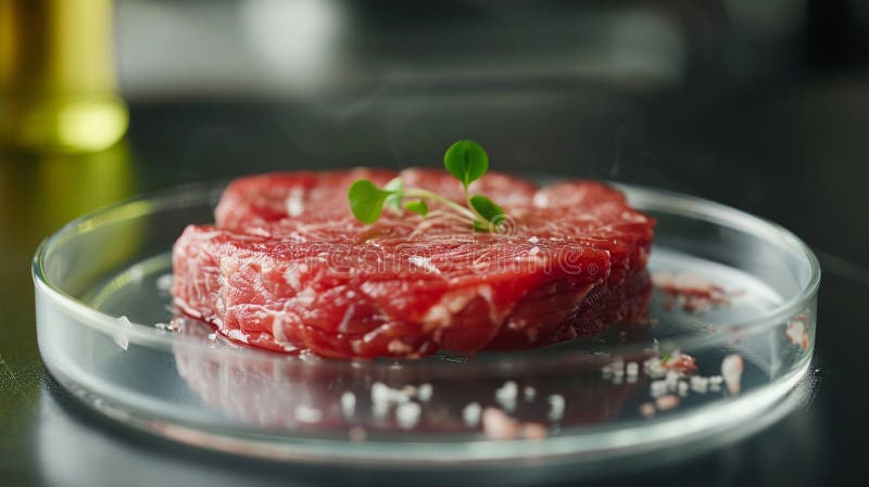 Artificial Lab Grown Meat in Petri Dish Biotechnology Stock Photo ...