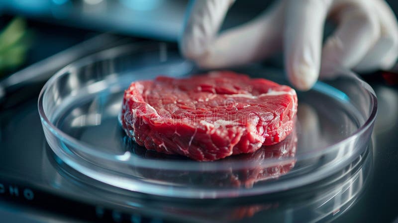 Artificial Lab Grown Meat in Petri Dish Biotechnology Stock Image ...