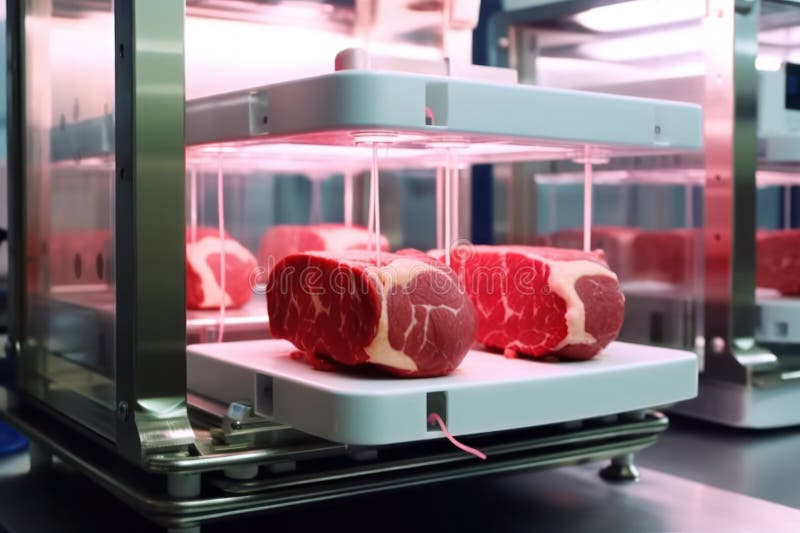 Artificial Lab-grown Meat Saving in Transparent Container with ...