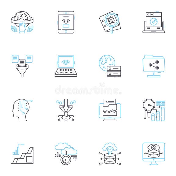 Artificial Learning Linear Icons Set. Algorithm, Data-driven, Automation, Machine, Neural ...