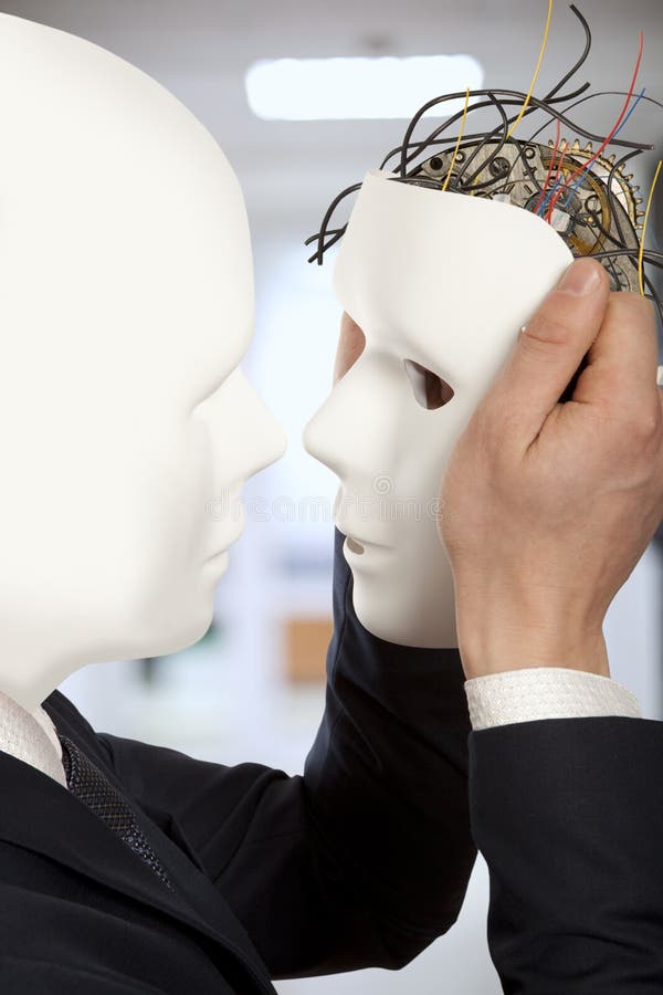 Artificial Man Concept - Businessmen Android Robot Holds Clone Stock ...