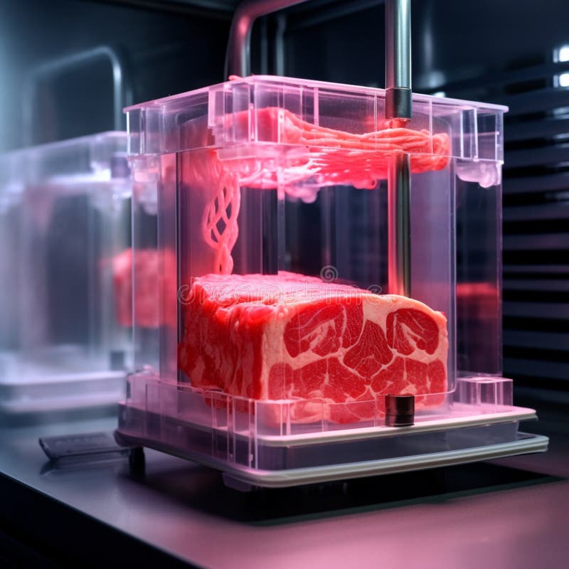 Artificial Meat is Printed in a 3D Printer. Stock Illustration ...