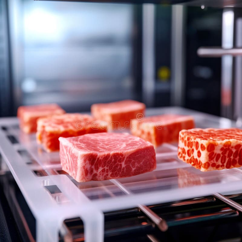 3D Printed Food: Beef Steak on Plate, Technology in Professional ...