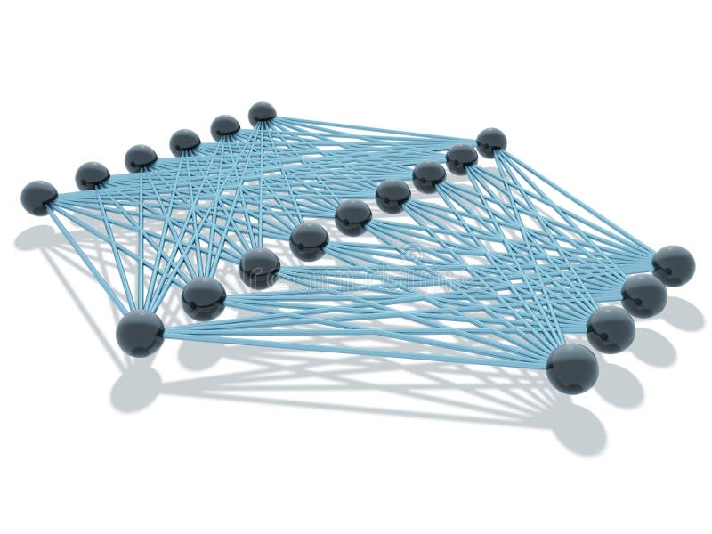 Artificial Neural Network, 3 D Structure Model Stock Illustration ...