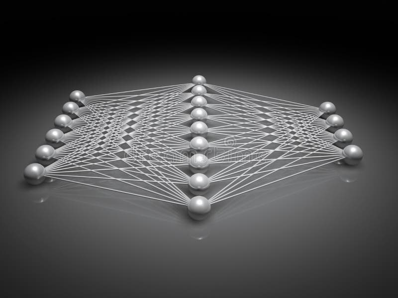 Artificial Neural Network Structure, Side View 3d Stock Illustration ...