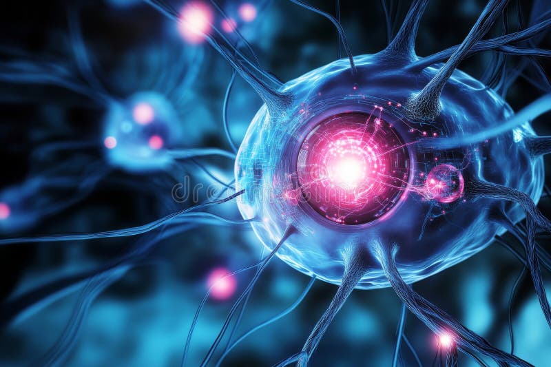 Artificial Neuron Network Render, Generative Ai Stock Illustration ...