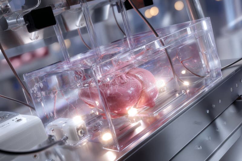 Artificial Organ Preservation System Showcasing Heart in Clear Chamber ...