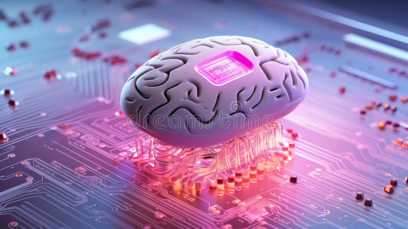 Artificial Pink Circuit Concept Science Genius Neon Brain Intelligence ...