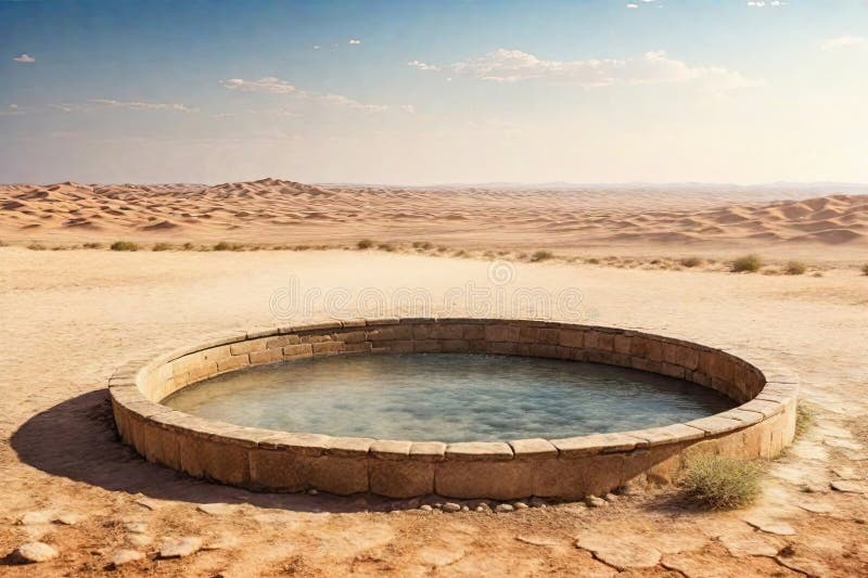 Artificial Pool with Water in the Middle of the Desert. Stock Illustration - Illustration of ...