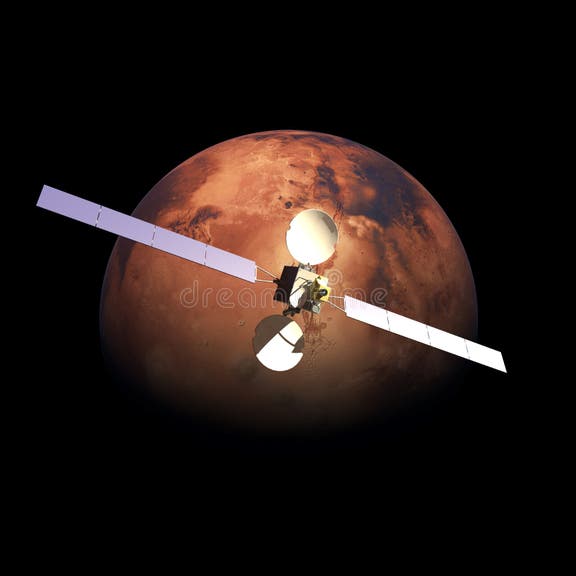 Artificial Probe Orbiting Above Planet Mars Stock Illustration ...