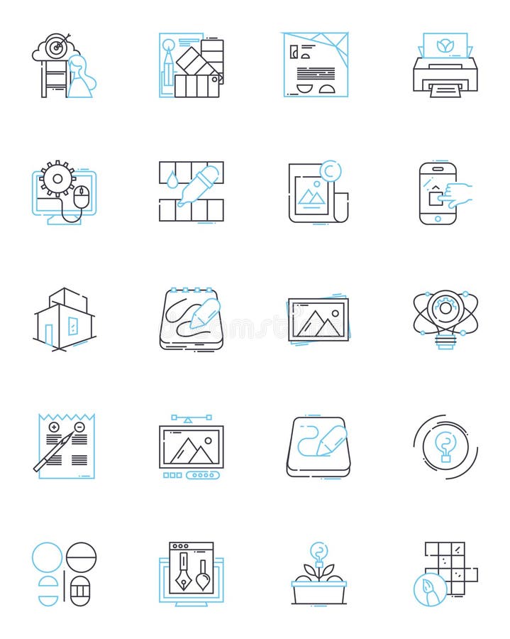 Artificial Processing Linear Icons Set Algorithm Automation Cognition Computation