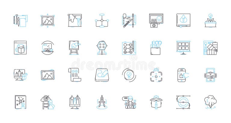 Artificial Processing Linear Icons Set. Algorithm, Automation ...