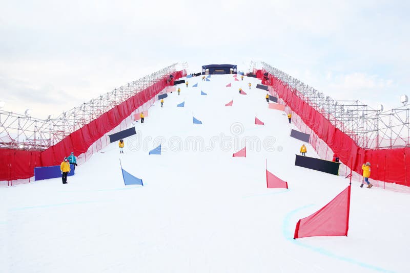 Artificial Ramp for Parallel Slalom Snowboardind Stock Image - Image of ...
