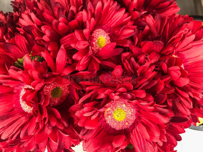 Artificial Red Plastic Flower Bouquet Stock Image - Image of artificial ...