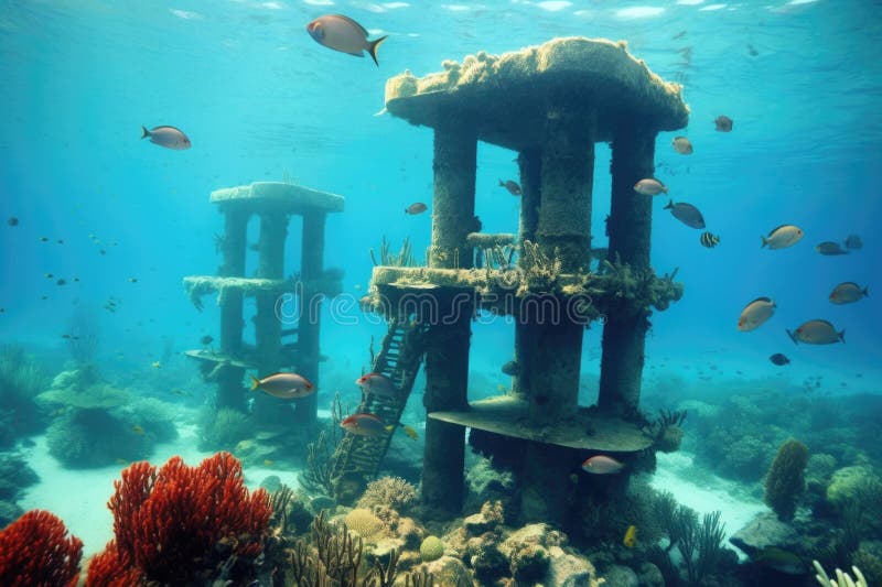 Artificial Reef Structures with Growing Coral Stock Illustration ...