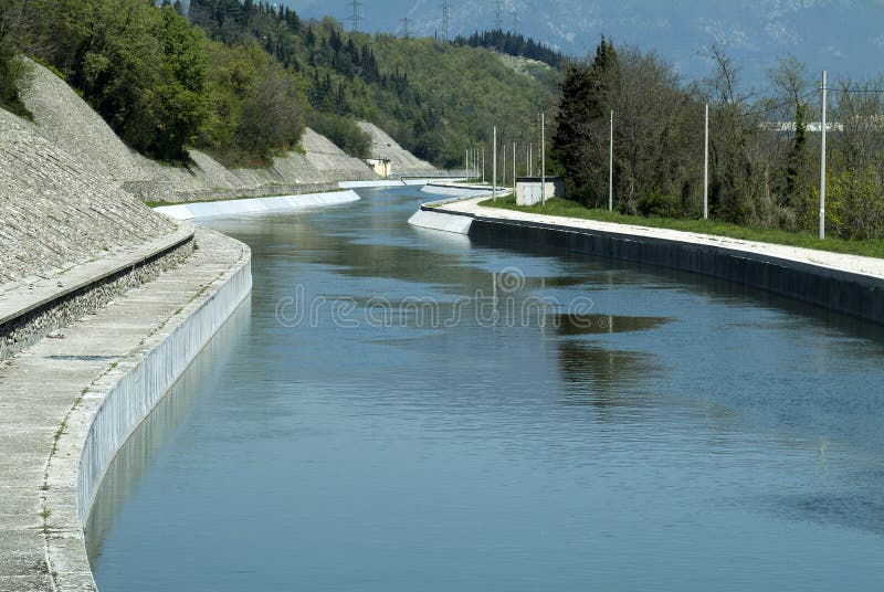 Artificial River Channel in Concrete Stock Photo - Image of plain, shot ...