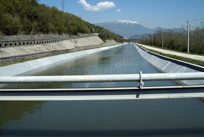 Artificial River Channel in Concrete Stock Photo - Image of roof ...