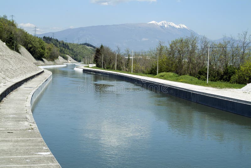 Artificial River Channel in Concrete Stock Image - Image of summer ...