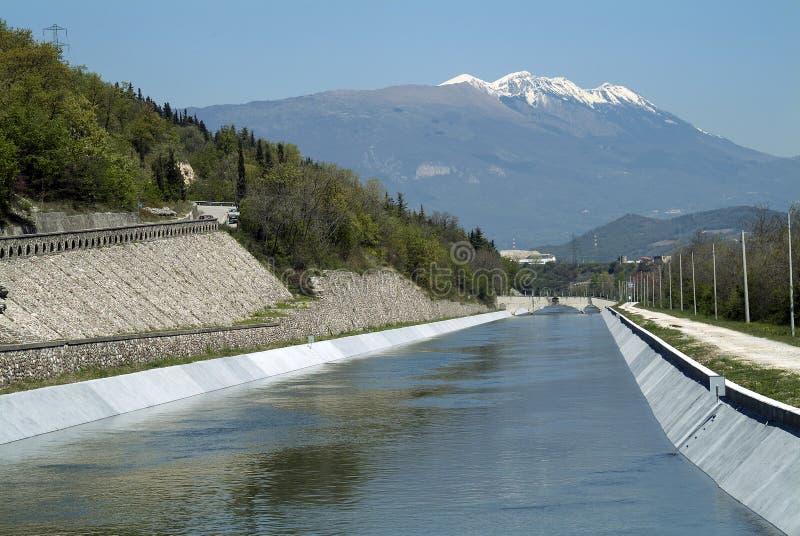 Artificial River Channel in Concrete Stock Photo - Image of blue ...