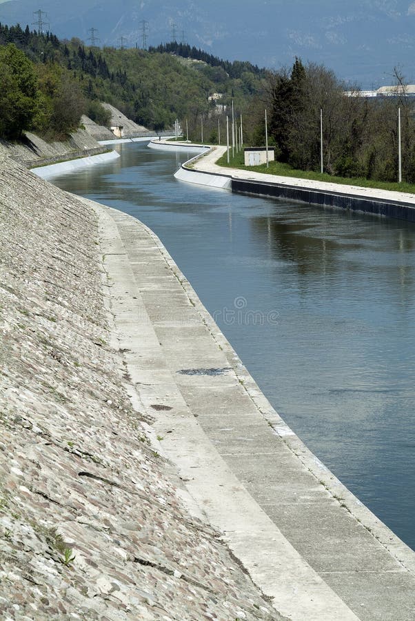Artificial River Channel in Concrete Stock Image - Image of surface ...