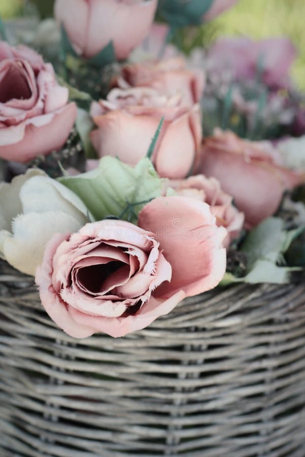 Artificial Roses Flower at Beautiful Vintage Style. Stock Image - Image ...