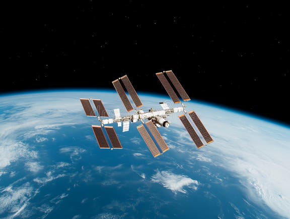 Artificial Satellite Orbiting the Earth in a Dark Outer Space ...