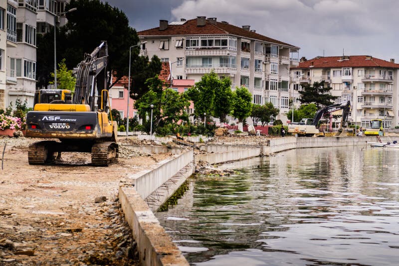 Artificial Shoreline Construction Editorial Stock Photo - Image of ...