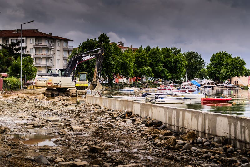 Artificial Shoreline Construction Editorial Stock Photo - Image of ...