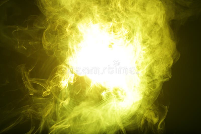 Artificial Smoke is Illuminated with Yellow Bright Light Stock Image ...