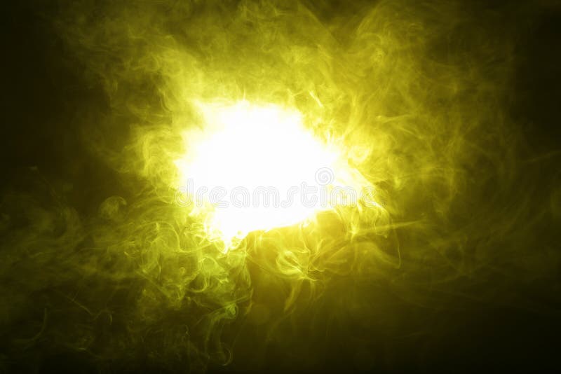 Artificial Smoke is Illuminated with Yellow Bright Light Stock Photo ...