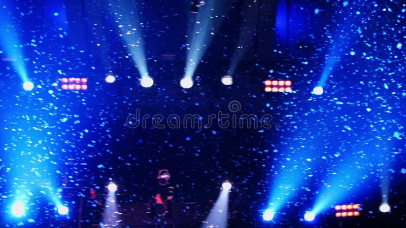 Artificial Snow Falls Down Under Ceiling with Lot Stock Footage - Video ...