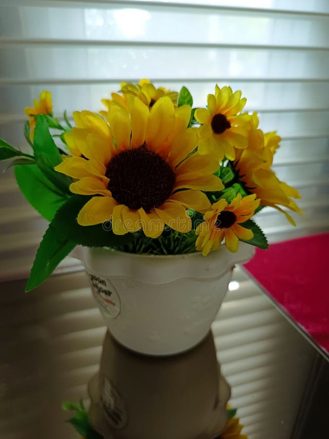 Artificial Sun Flowers for Work Desk Stock Photo - Image of desk ...
