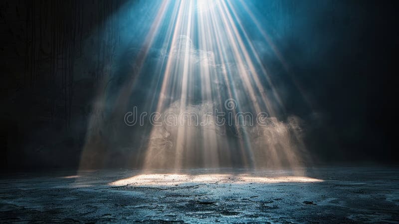 Artificial Sunlight Effect Illuminating Dark Backdrop with Ethereal Fog ...