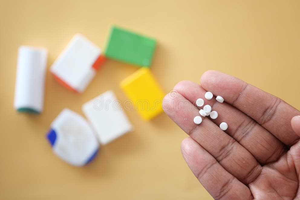 Artificial Sweetener Container on Hand Stock Photo - Image of sugar ...