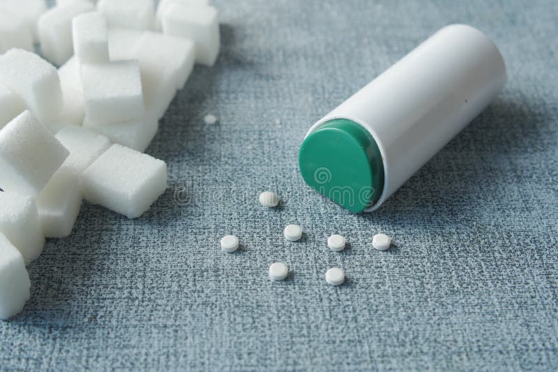 Artificial Sweetener Container on Table Stock Photo - Image of diabetes ...