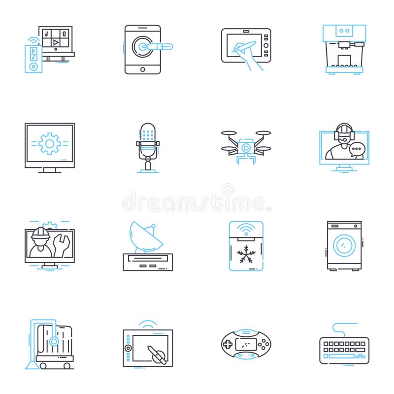 Artificial System Linear Icons Set Automation Robotics Algorithms