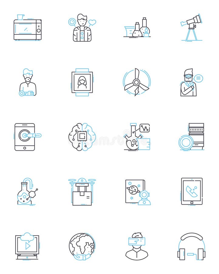 Artificial Tech Linear Icons Set Intelligence Automation Robotics