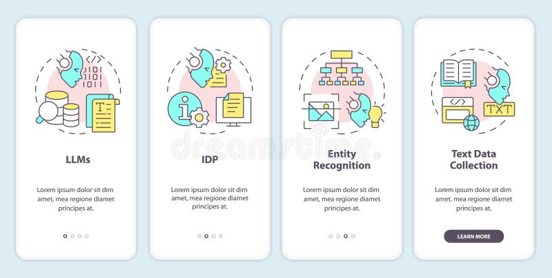Artificial Text Processing Onboarding Mobile App Screen Stock ...