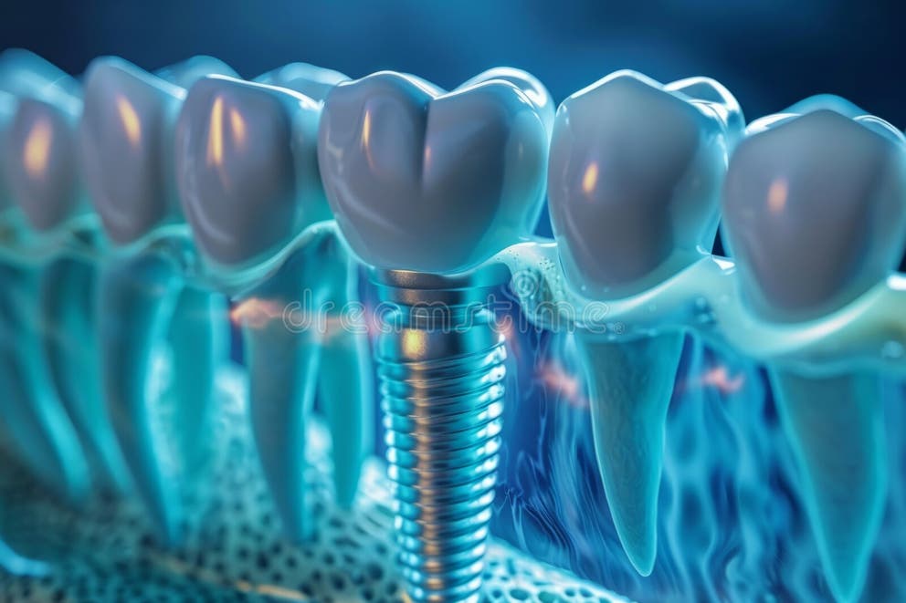 Artificial Tooth Implant Pin in Jaw Model Stock Image - Image of string ...