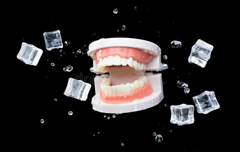 Artificial Tooth Plastic Jaw Decay Sensitive with Ice Cube Cold Drink ...