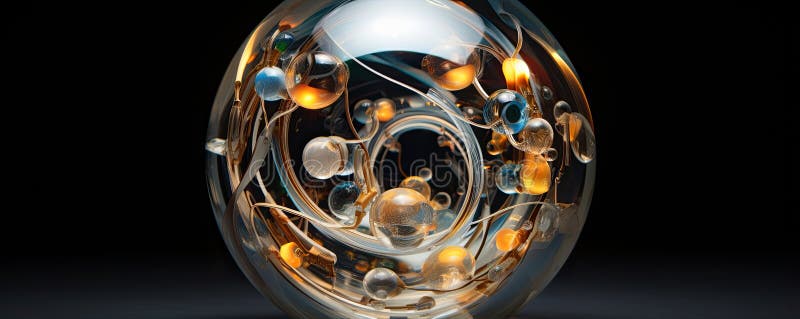 Artificial Translucent Sphere from Glass. Inteligence Technology Age ...