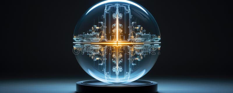 Artificial Translucent Sphere from Glass. Inteligence Technology Age ...
