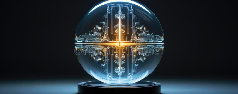 Artificial Translucent Sphere from Glass. Inteligence Technology Age ...