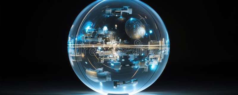 Artificial Translucent Sphere from Glass. Inteligence Technology Age ...