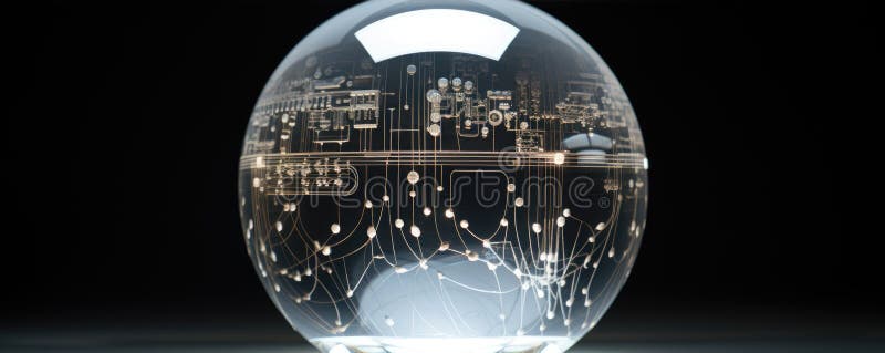 Artificial Translucent Sphere from Glass. Inteligence Technology Age ...