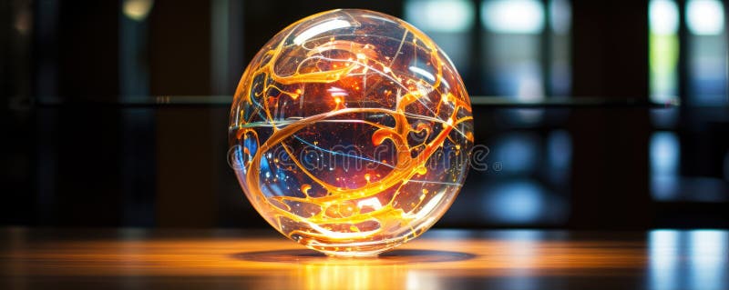 Artificial Translucent Sphere from Glass. Inteligence Technology Age ...