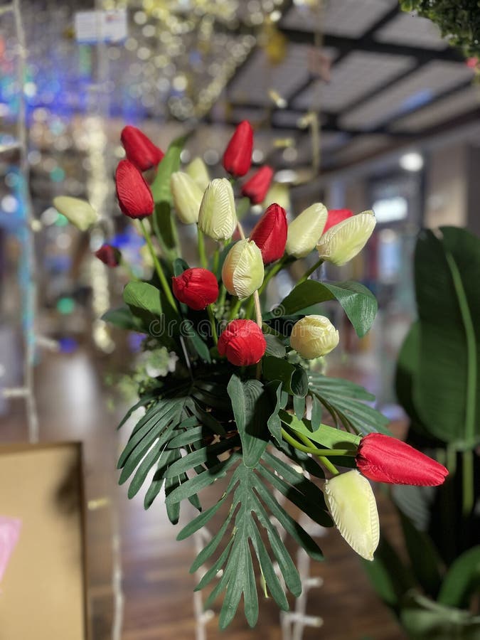 Artificial tulip flower stock image. Image of wall, decor - 257920111