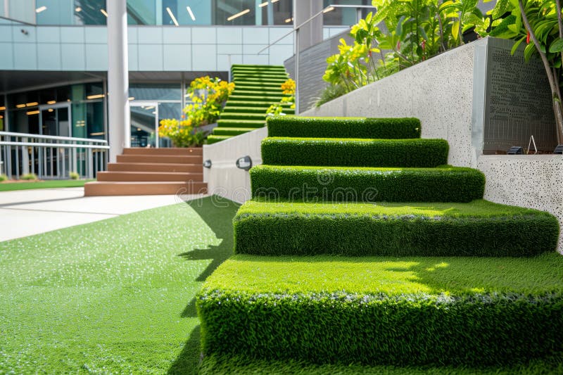 Artificial Turf Covered Steps in a Modern Building Stock Photo - Image ...